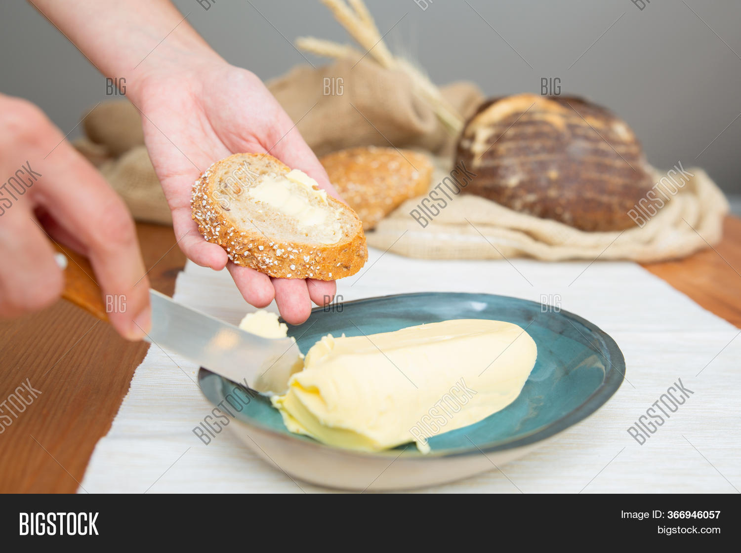 Woman Cutting Butter Image & Photo (Free Trial) | Bigstock