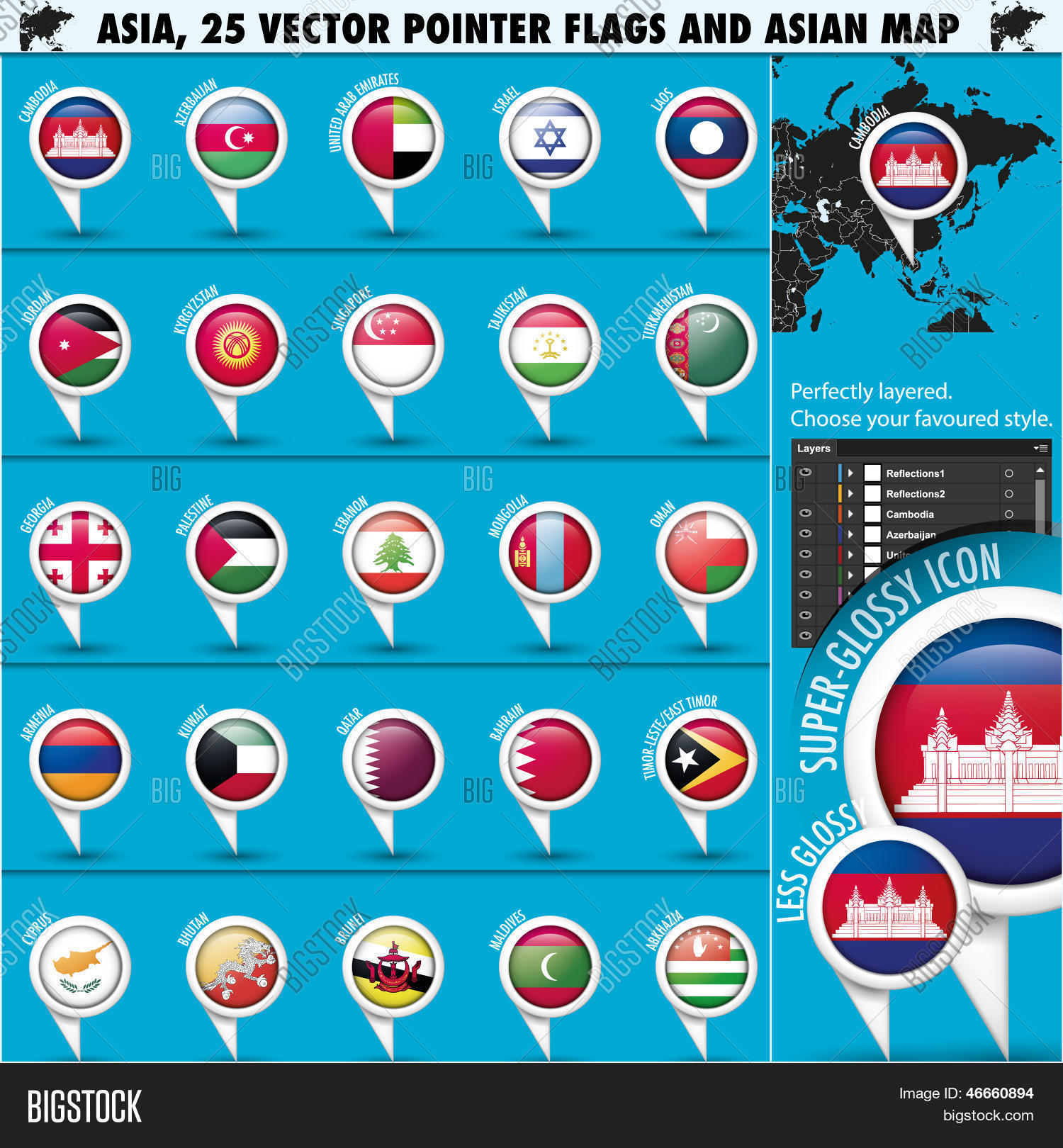 Asia Map Flags Vector & Photo (Free Trial) | Bigstock