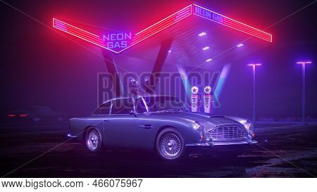 Neon Gas Station Retro Image & Photo (Free Trial) | Bigstock