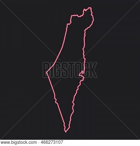 Neon Map Israel Red Vector & Photo (Free Trial) | Bigstock