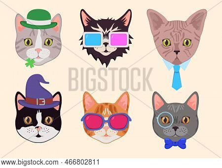 Heads Comic Cats Vector & Photo (Free Trial) | Bigstock