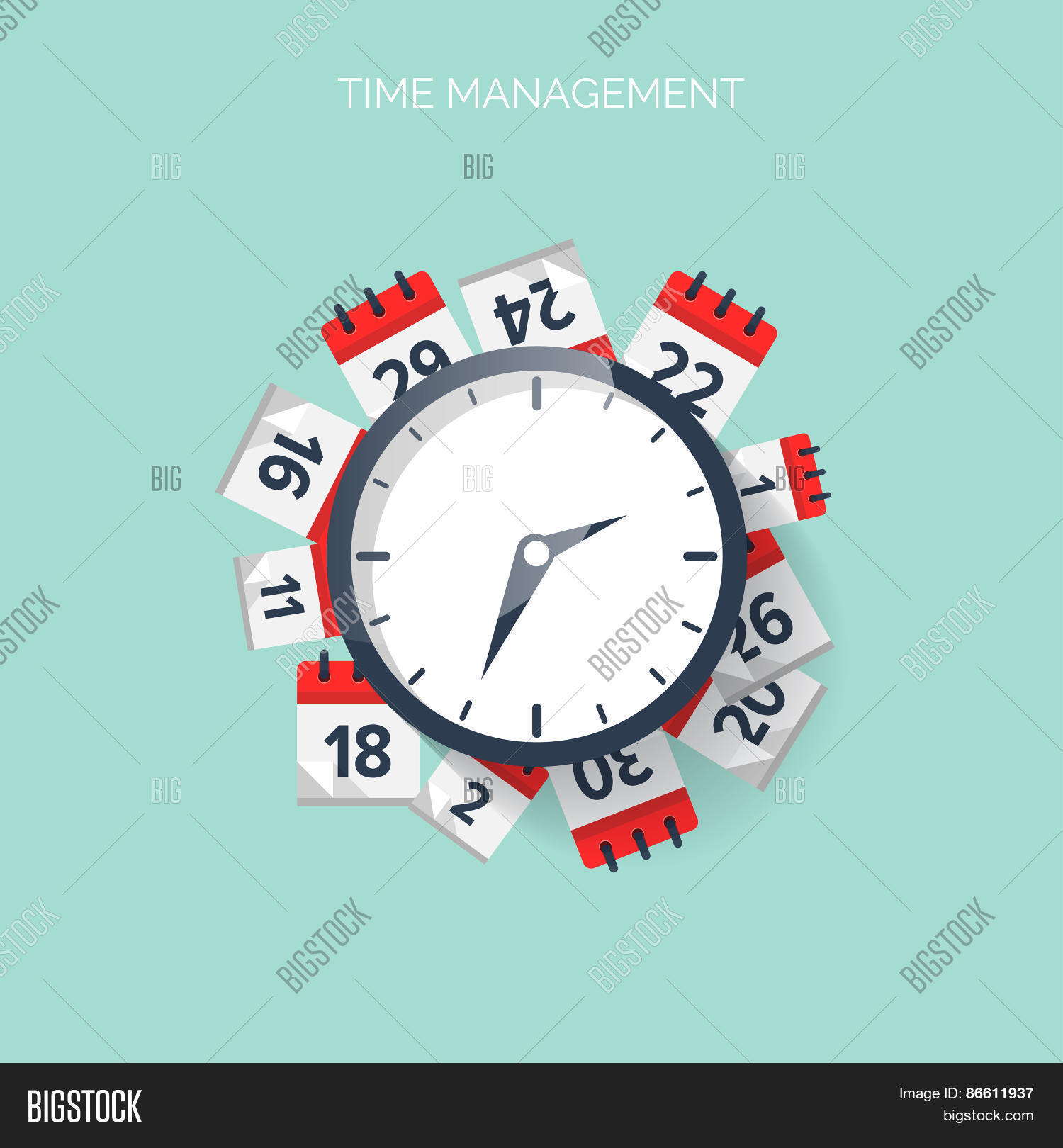 Clock Calendar. Time Vector & Photo (Free Trial) | Bigstock