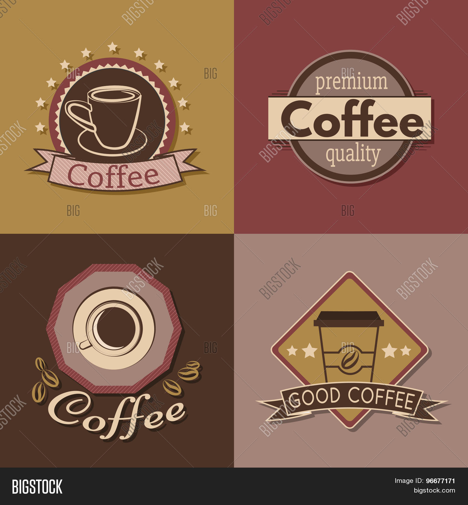 Set Coffee Labels, Vector & Photo (Free Trial) | Bigstock