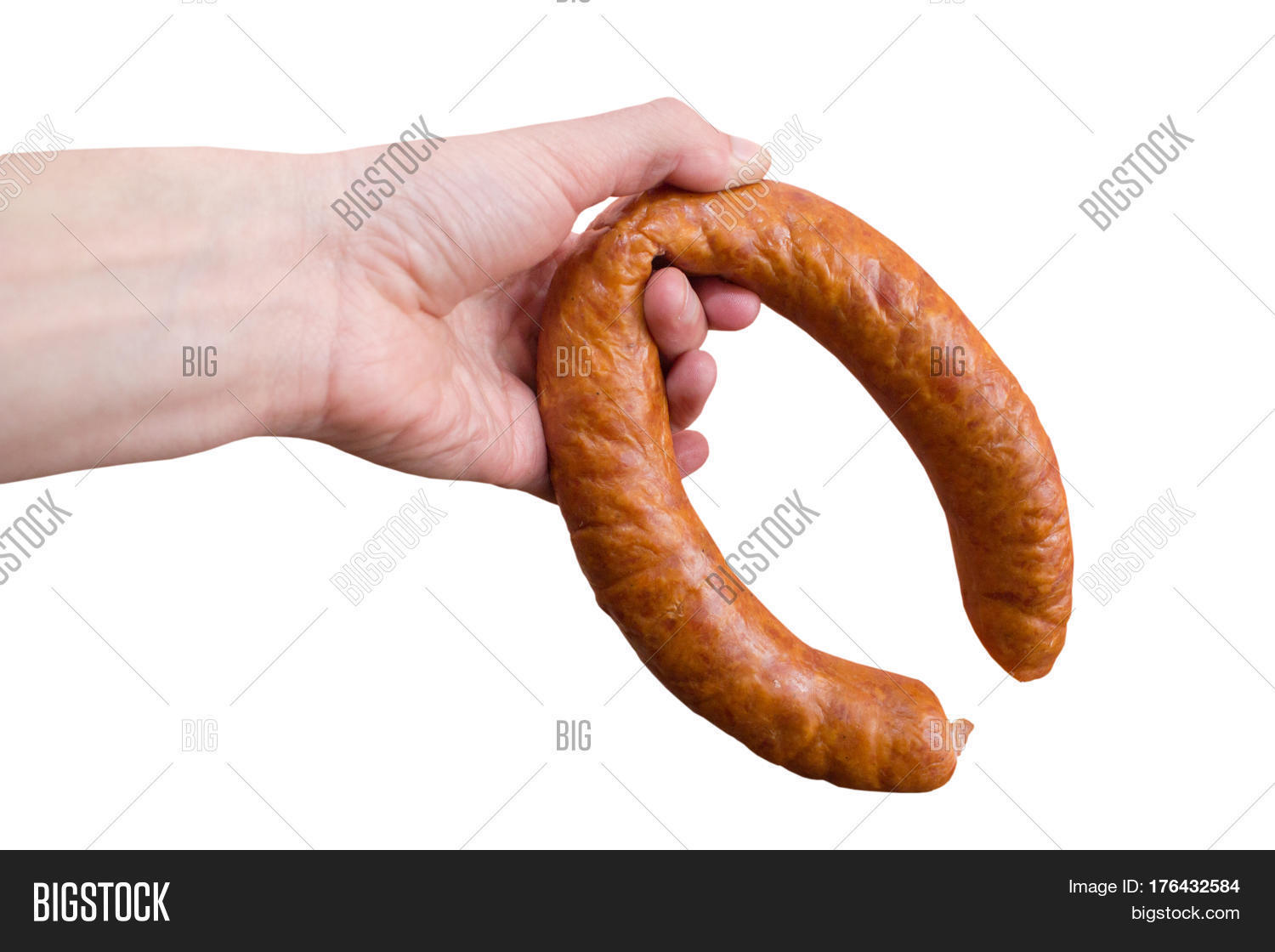 Smoked Sausage Hand On Image & Photo (Free Trial) | Bigstock
