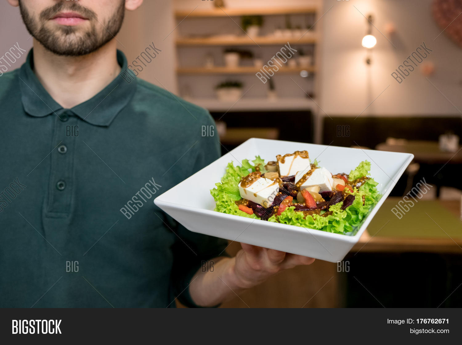 Waiter Greek Salad On Image & Photo (Free Trial) | Bigstock