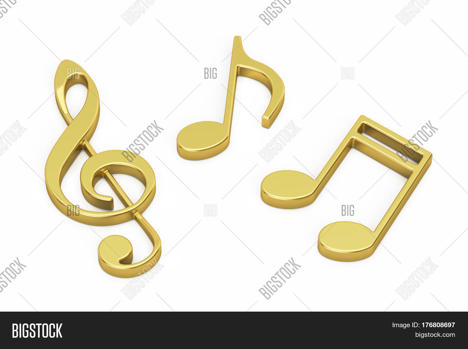 Golden Music Notes 3D Image & Photo (Free Trial) | Bigstock