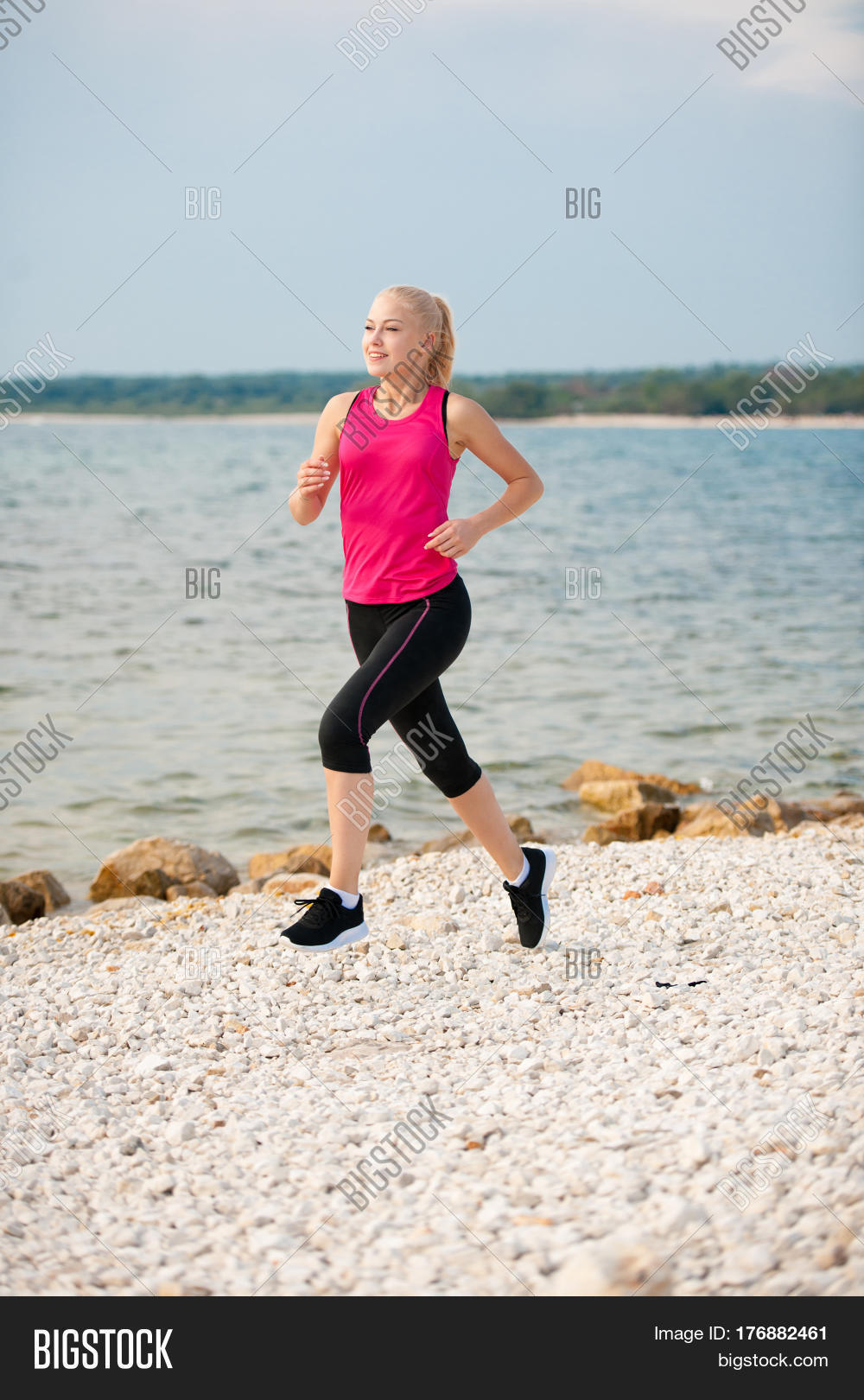 Jogging Th Beach - Image & Photo (Free Trial) | Bigstock