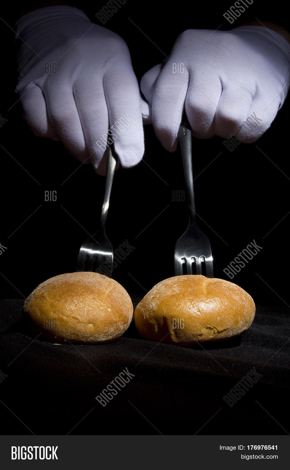 Buns On Forks Hands Image & Photo (Free Trial) | Bigstock