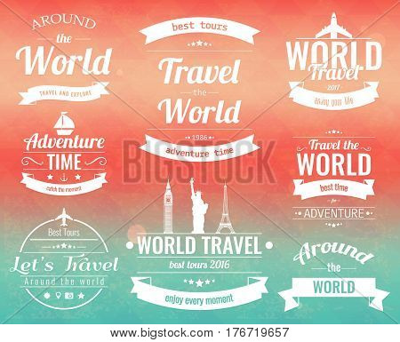 Set Vintage Travel Vector & Photo (Free Trial) | Bigstock