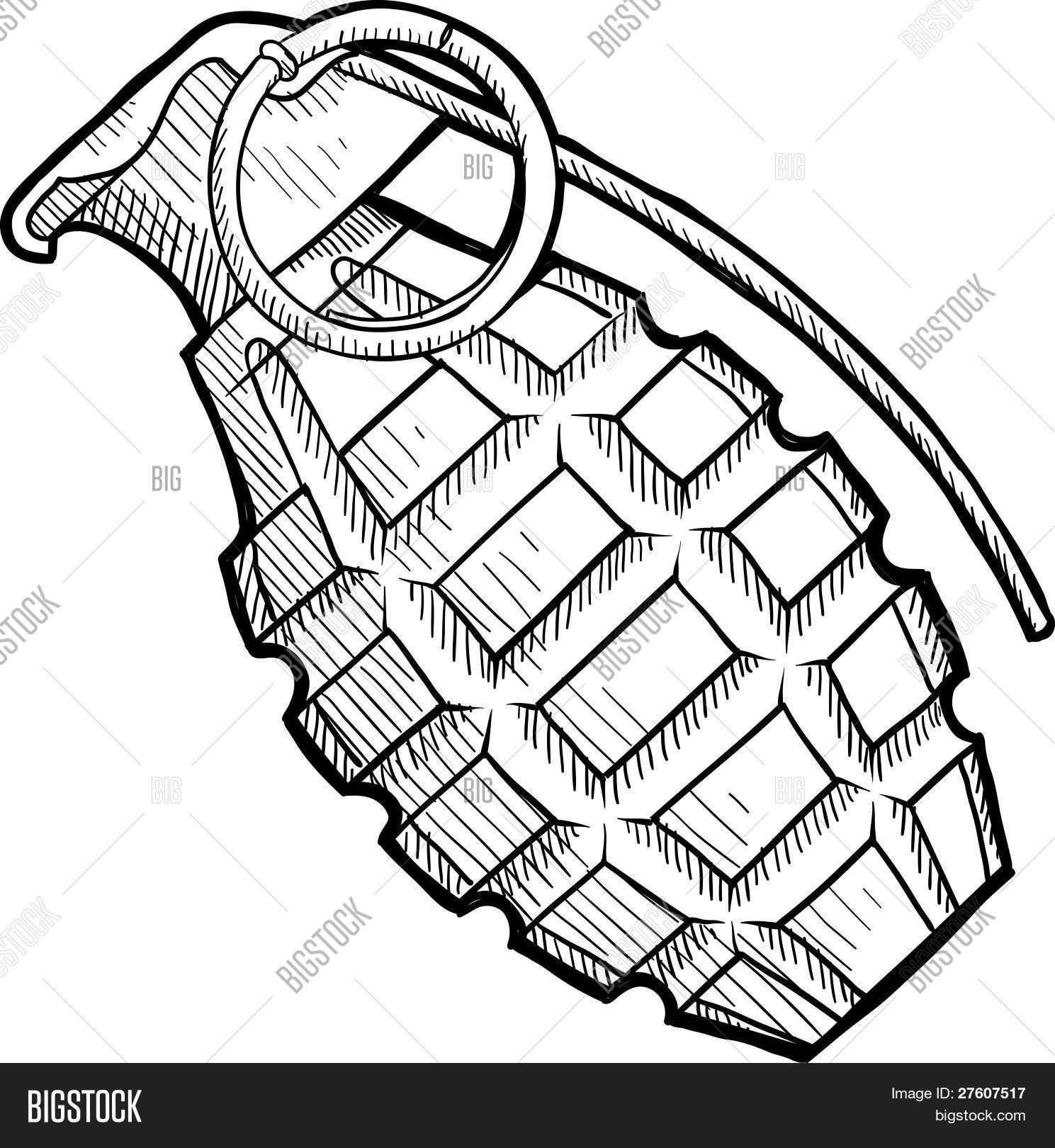 Hand Grenade Sketch Vector & Photo (Free Trial) | Bigstock