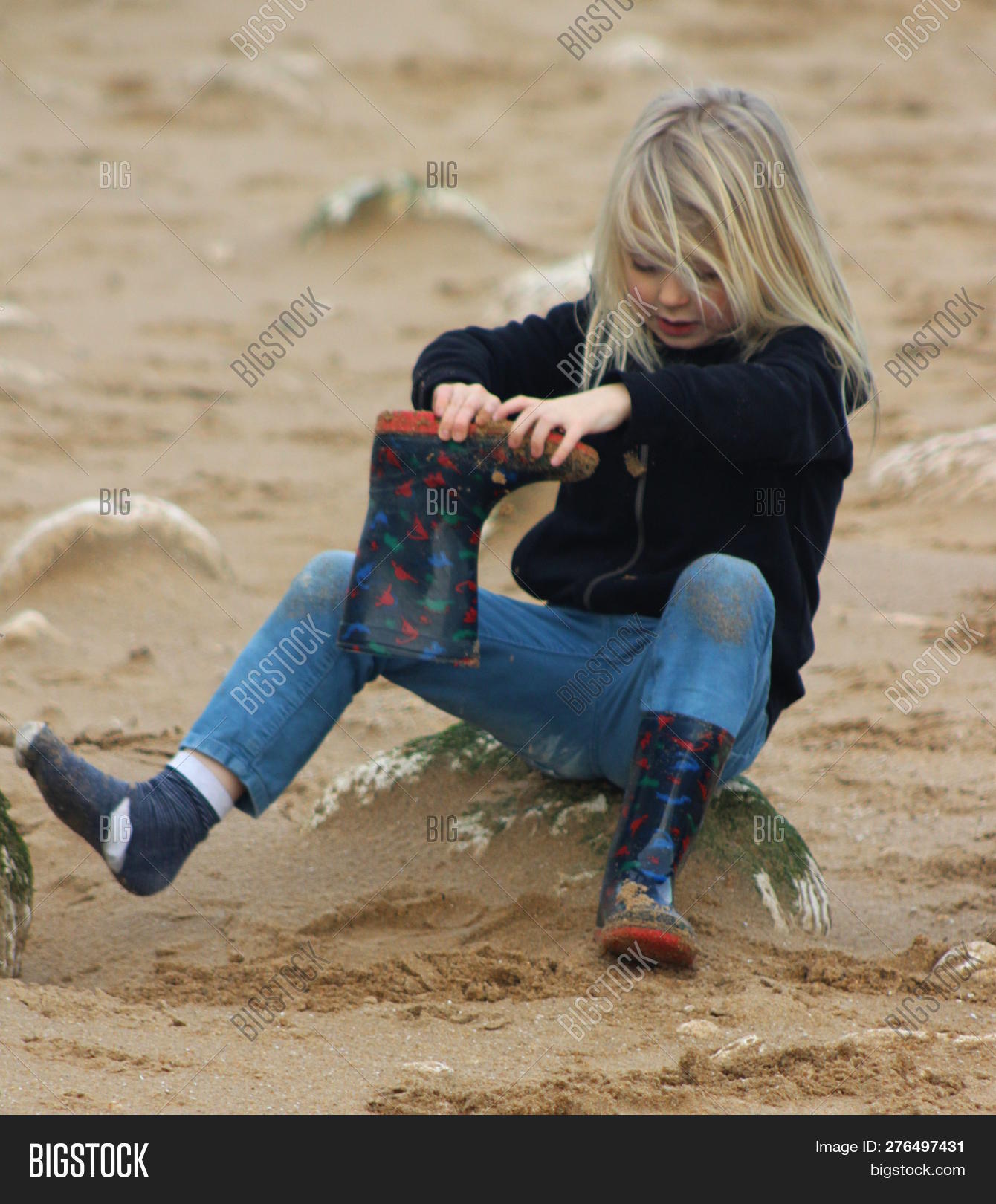 Child On Beach Taking Image & Photo (Free Trial) | Bigstock