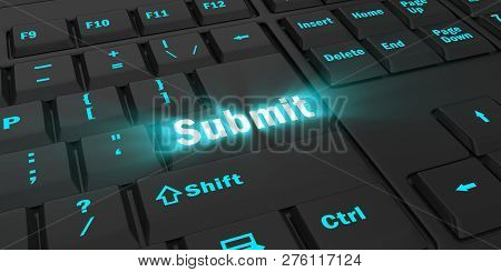 Blue Glowing Submit Image & Photo (Free Trial) | Bigstock
