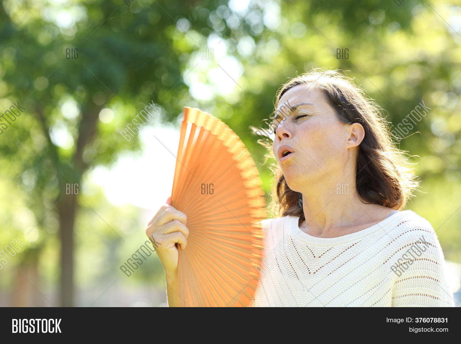 Adult Woman Using Fan Image & Photo (Free Trial) | Bigstock