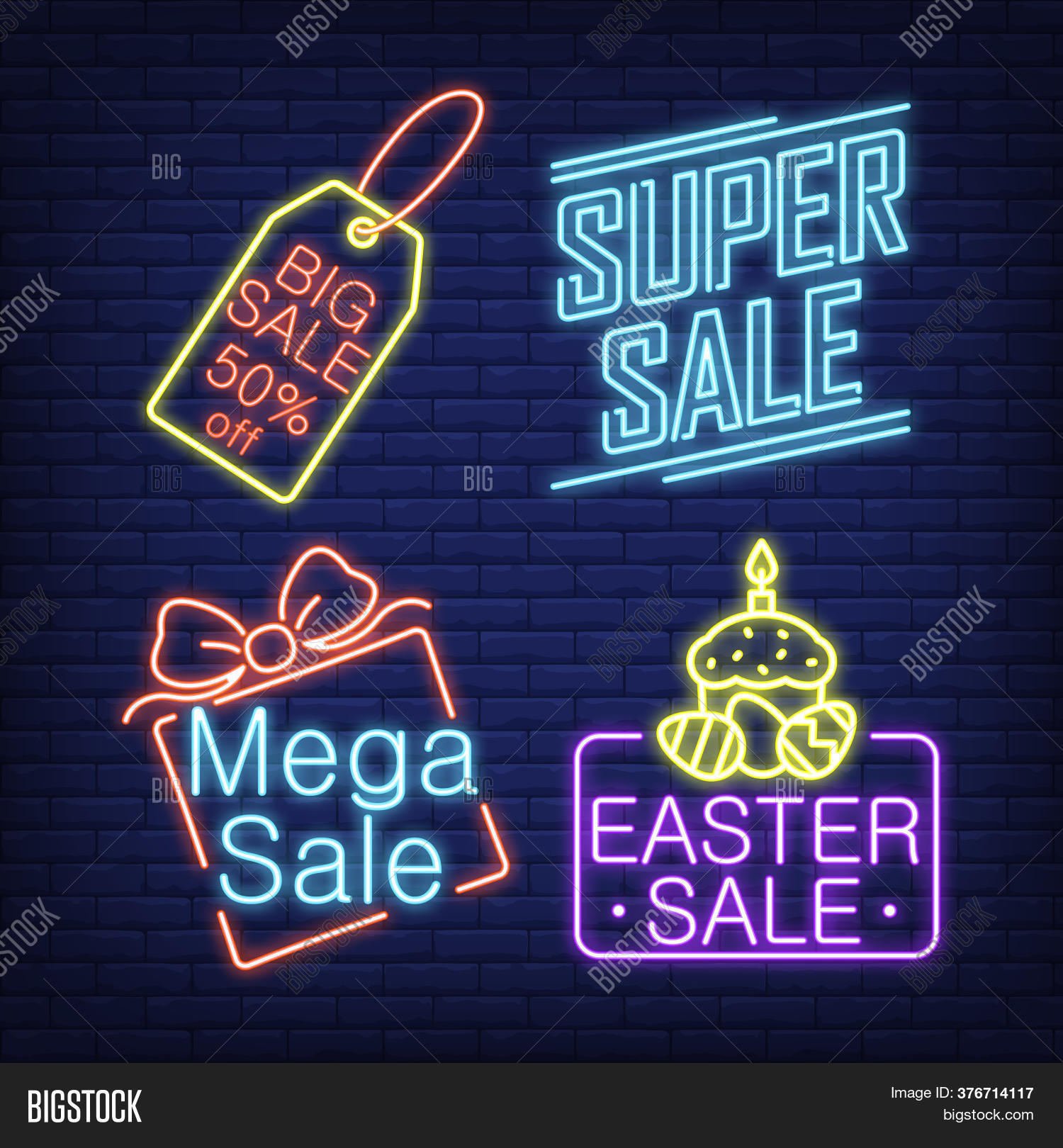 Sale Neon Signs Set Image & Photo (Free Trial) | Bigstock