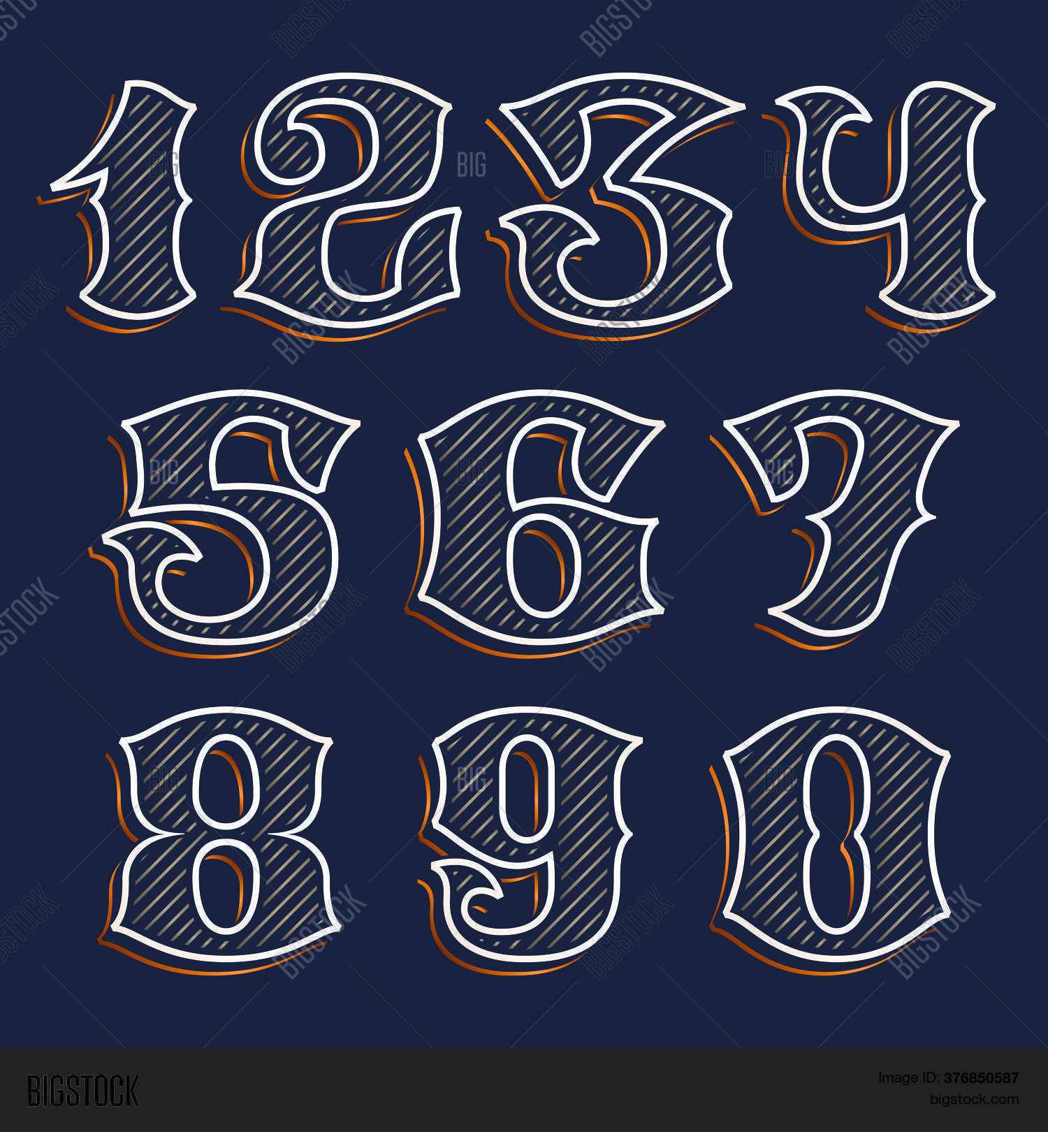 Vintage Numbers Set Vector & Photo (Free Trial) | Bigstock