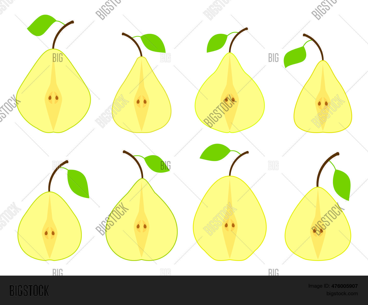 Pear Set Isolated On Vector & Photo (Free Trial) | Bigstock