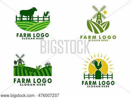 Farm Set Logo Vector Vector & Photo (Free Trial) | Bigstock