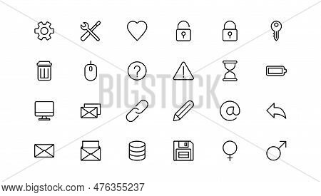 Basic Icons Set. Thin Vector & Photo (Free Trial) | Bigstock