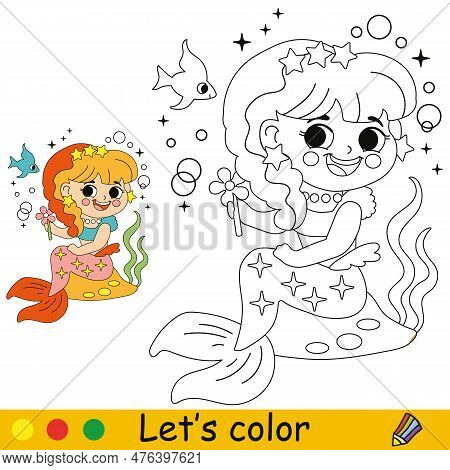 Cute Happy Mermaid Vector & Photo (Free Trial) | Bigstock