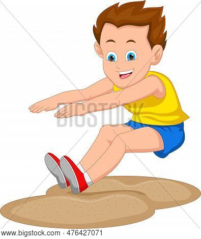 Cartoon Boy Long Jump Vector & Photo (Free Trial) | Bigstock