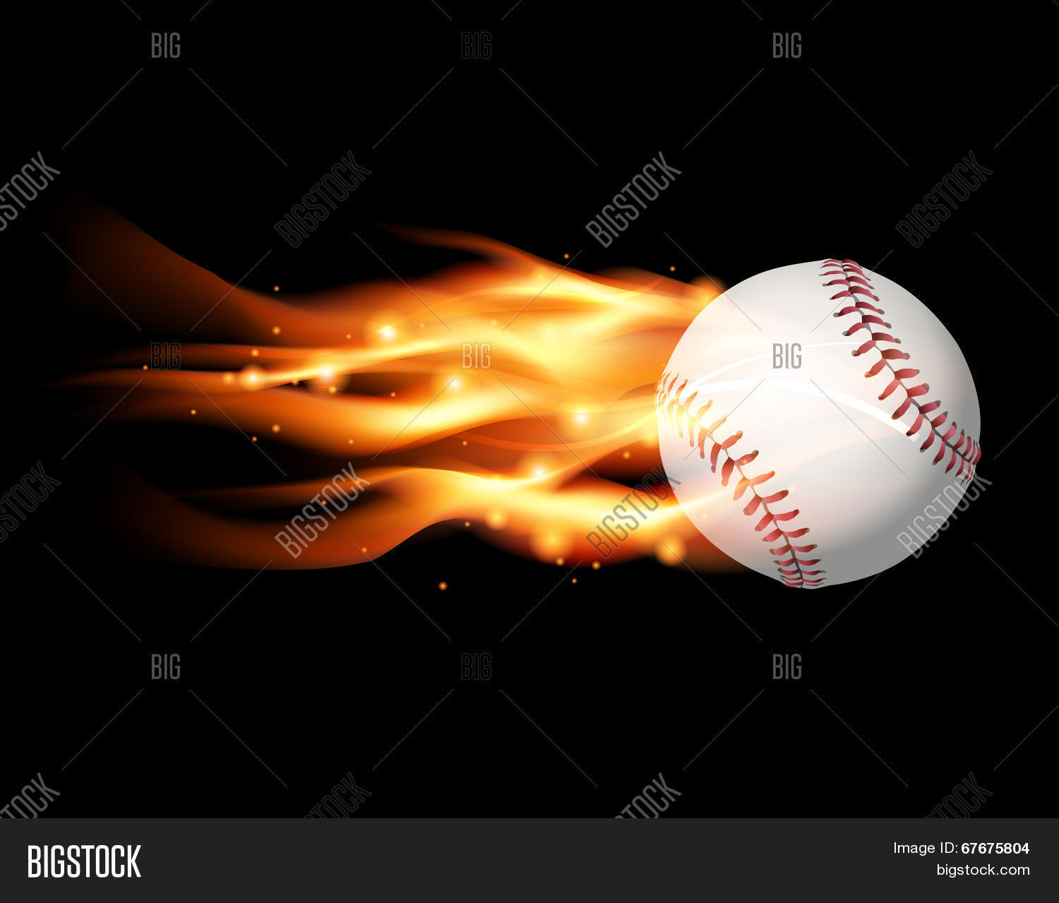 Flaming Baseball Vector & Photo (Free Trial) | Bigstock