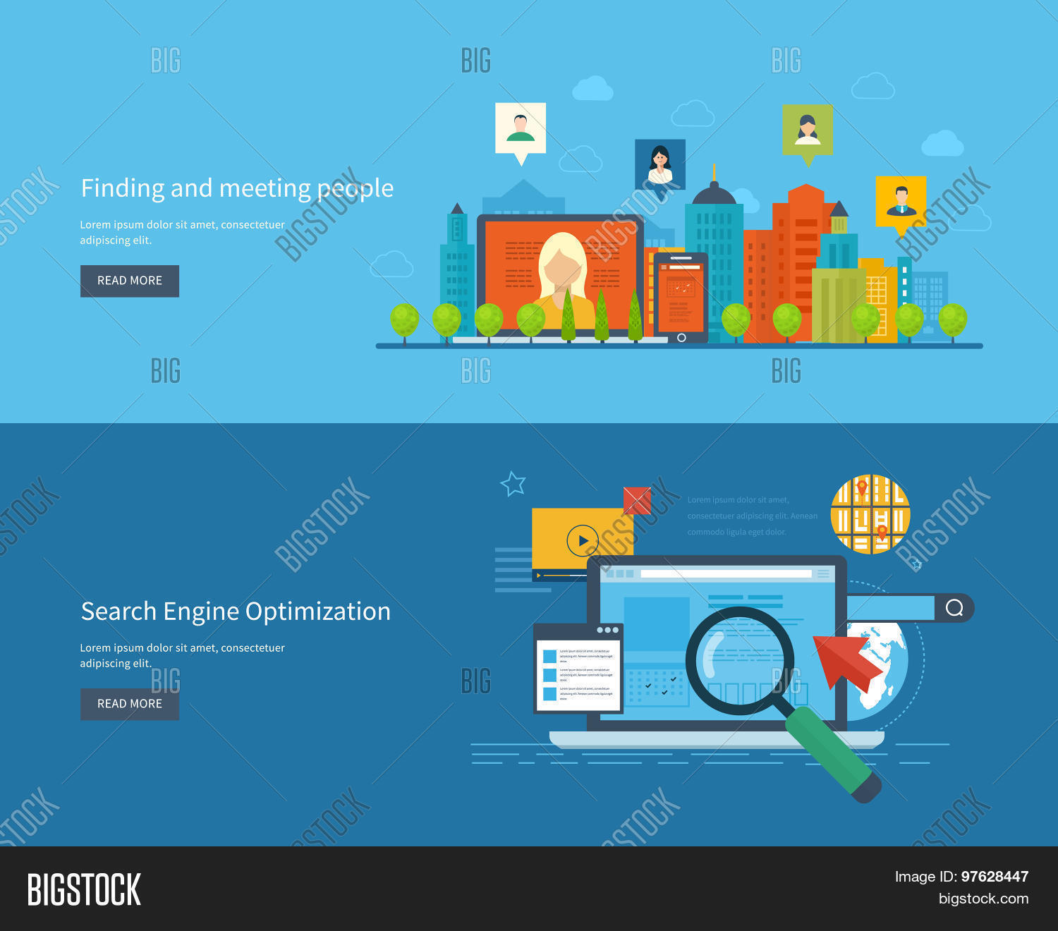 Set Flat Design Vector & Photo (Free Trial) | Bigstock
