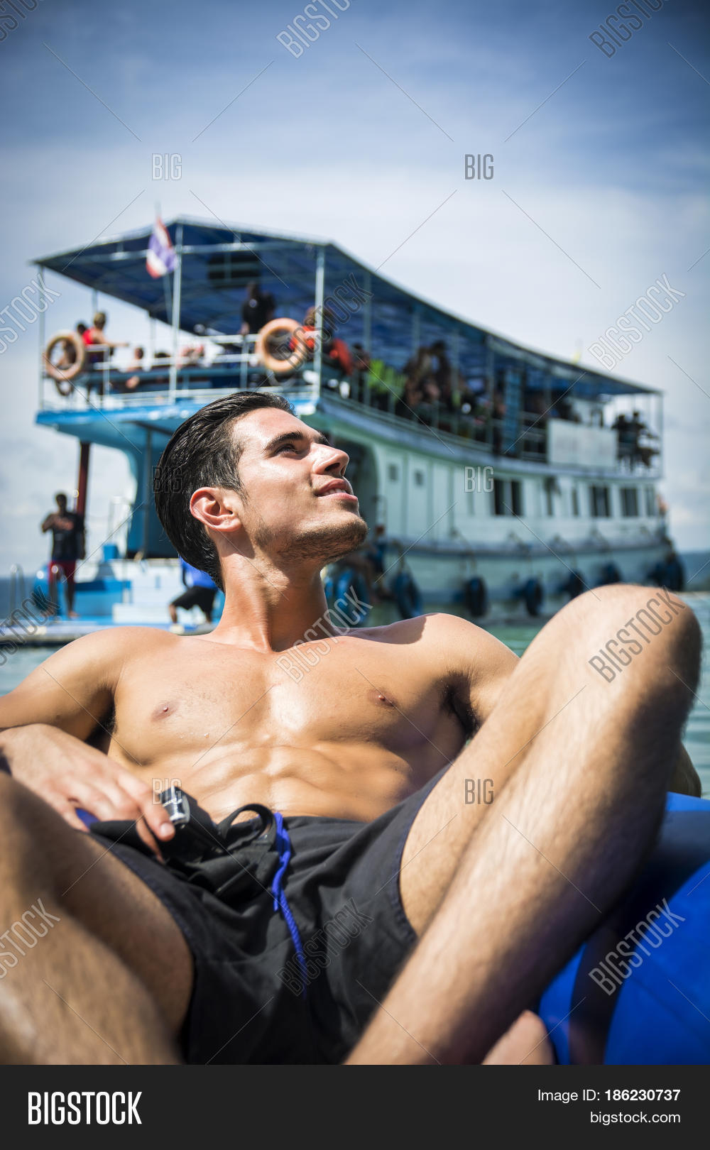 Rear View Man On Raft Image & Photo (Free Trial) | Bigstock