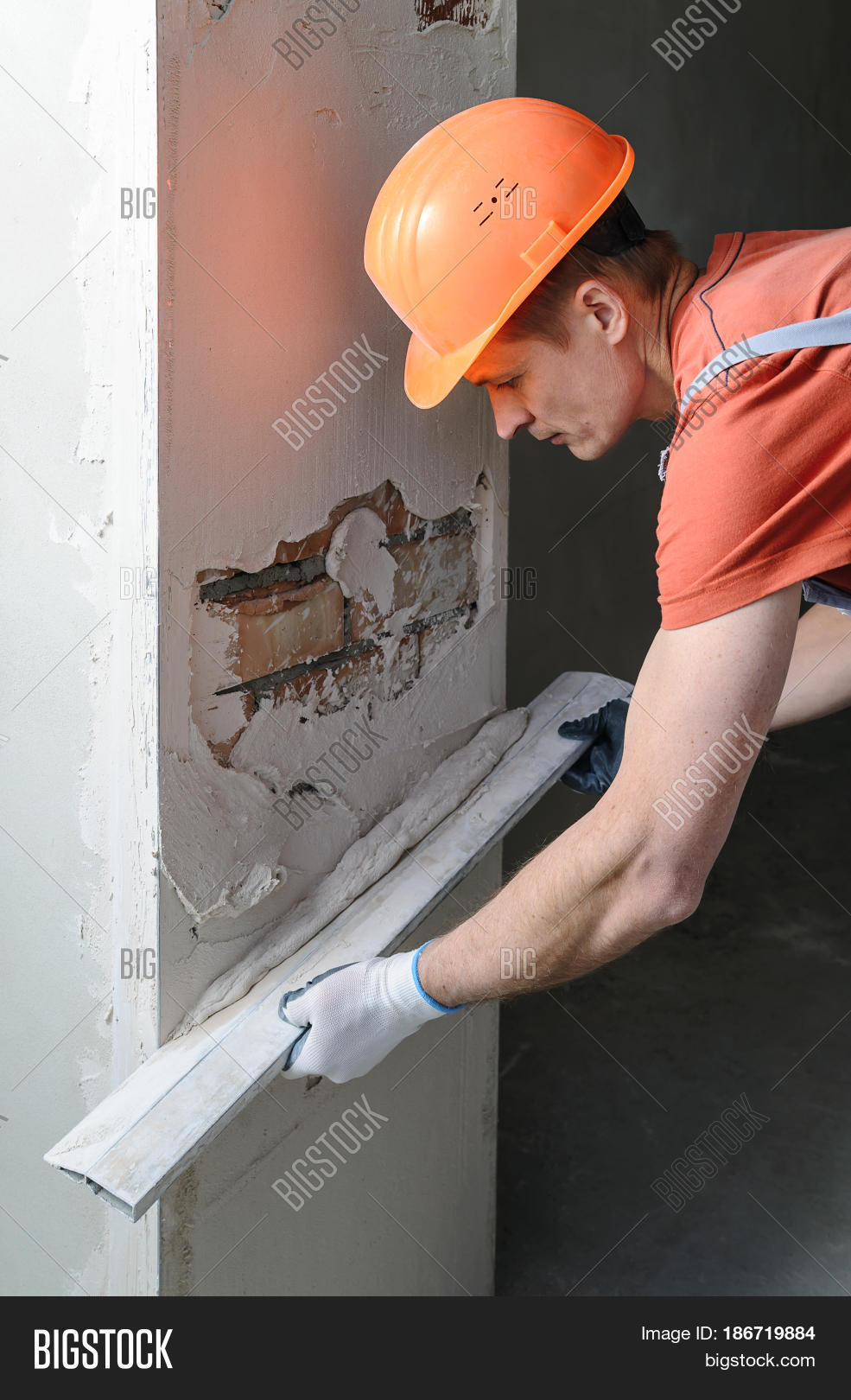 Worker Putting Gypsum Image & Photo (Free Trial) | Bigstock