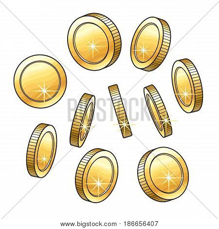 Set Shiny Gold Coins Vector & Photo (Free Trial) | Bigstock