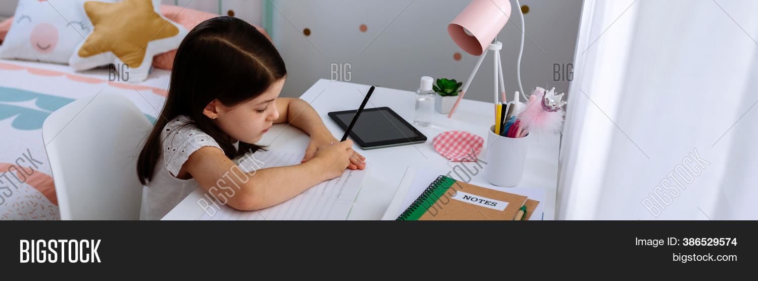 Little Girl Studying Image & Photo (Free Trial) | Bigstock