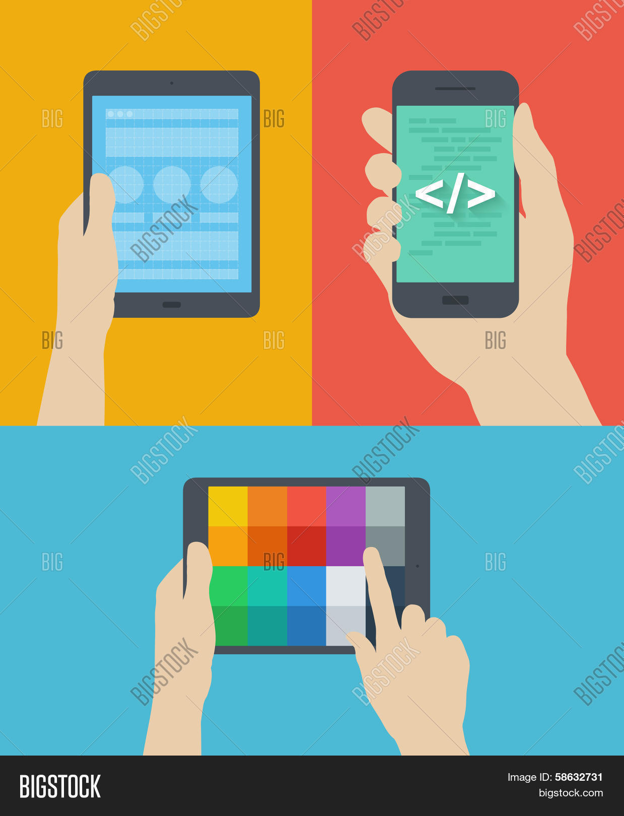 Mobile Web Design Vector & Photo (Free Trial) | Bigstock