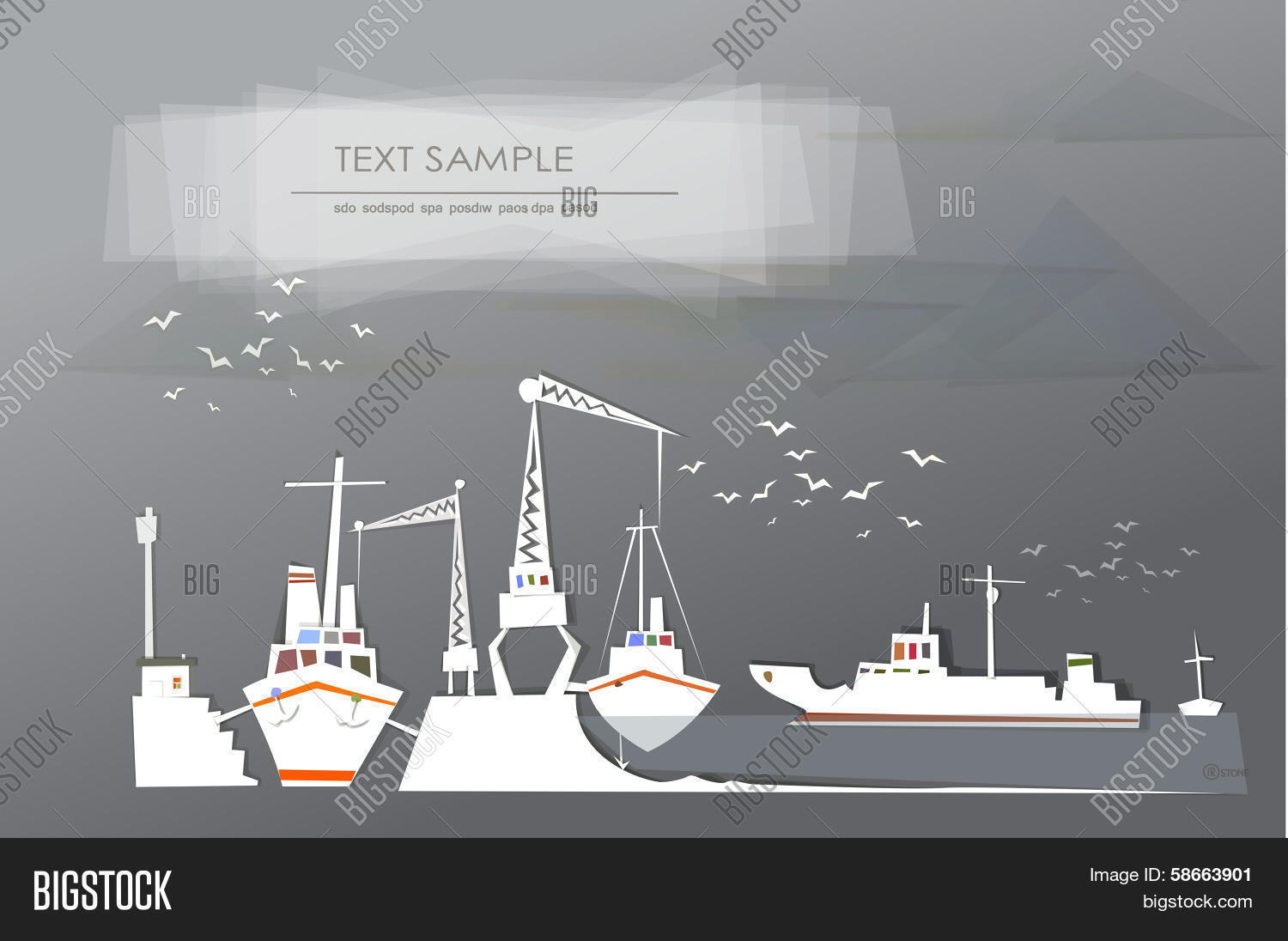 Big Port Illustration Vector & Photo (Free Trial) | Bigstock