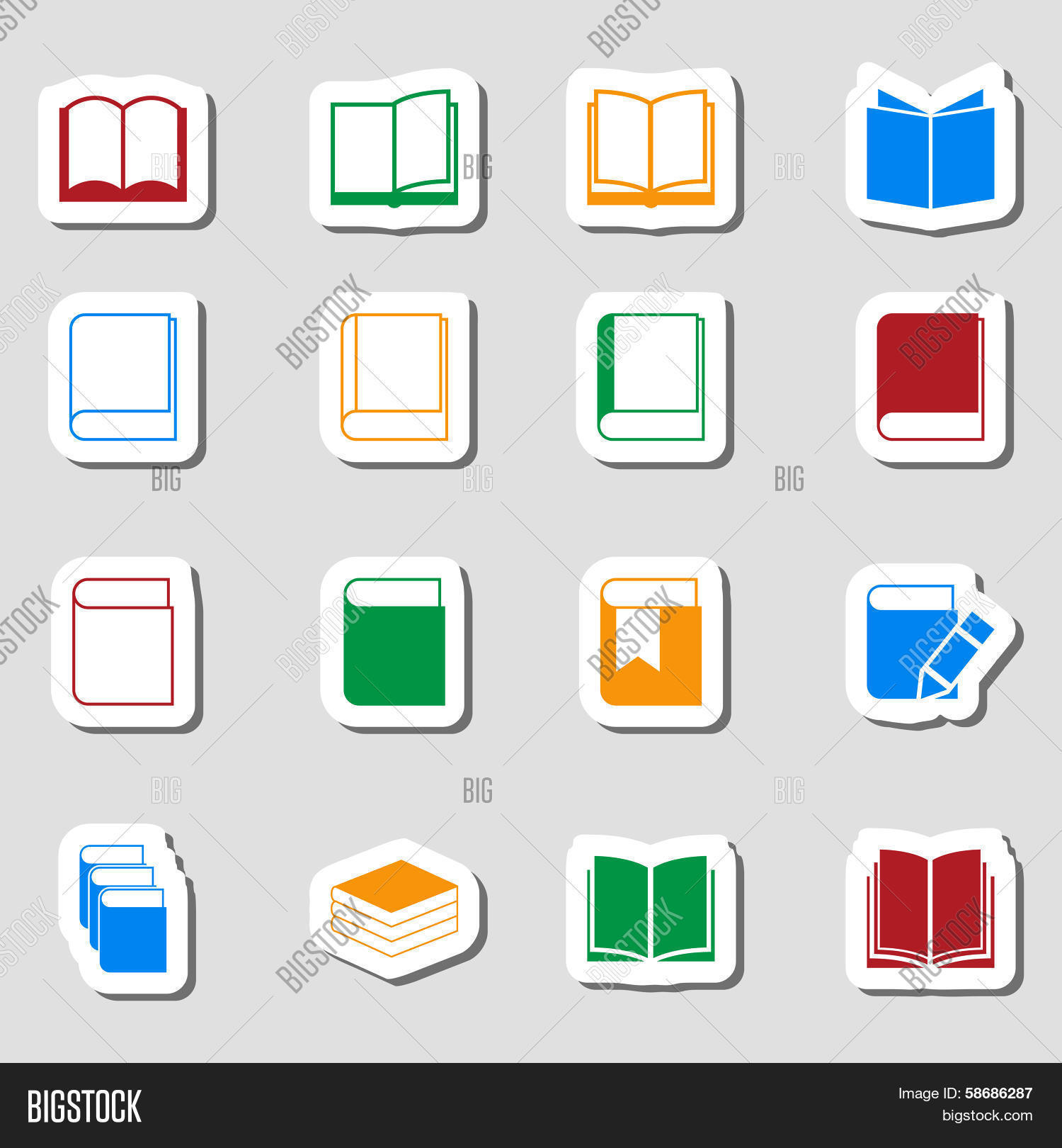 Color Book Icon Set Vector & Photo (Free Trial) | Bigstock