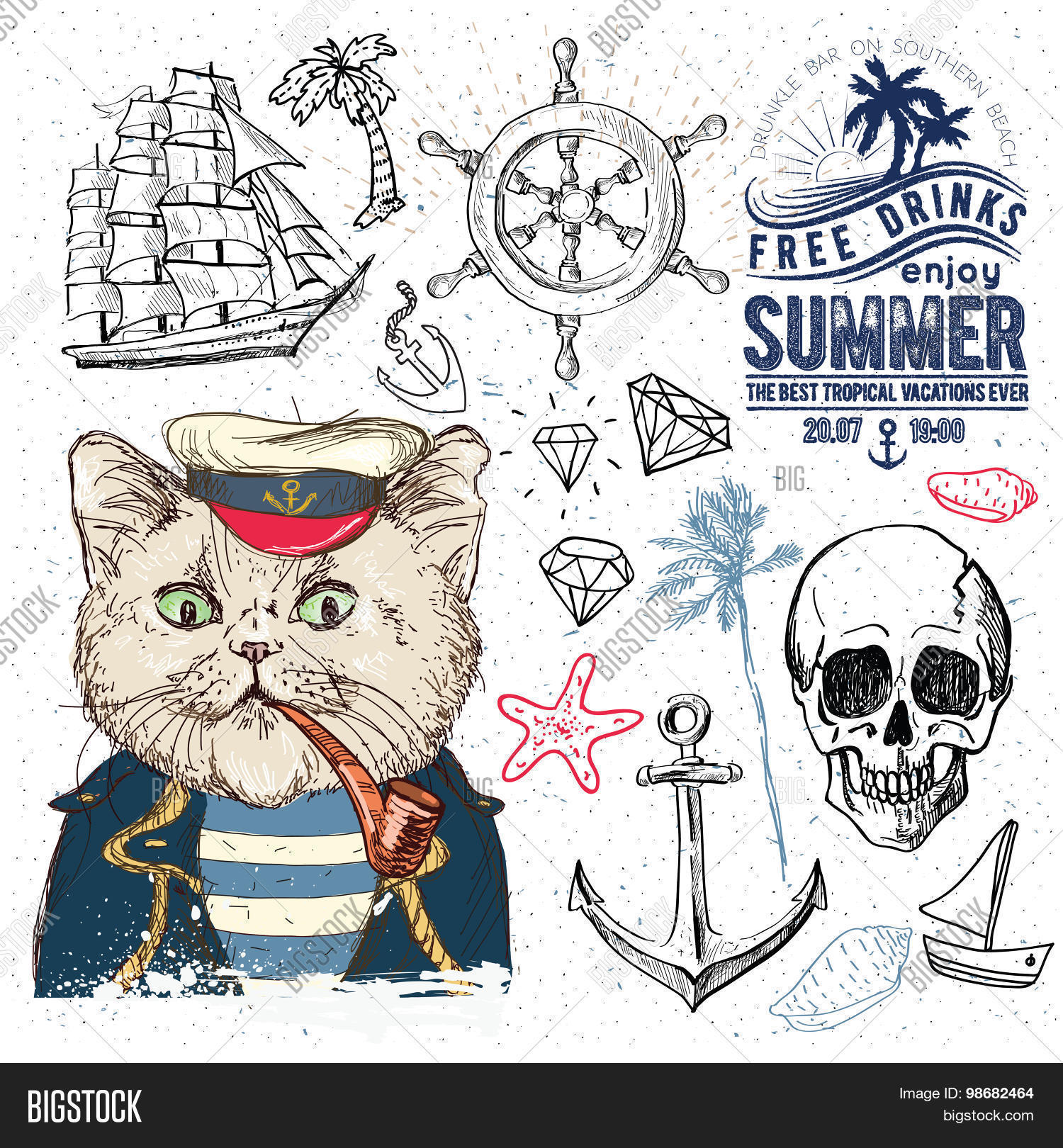 Pirates Set. Hand Vector & Photo (Free Trial) | Bigstock