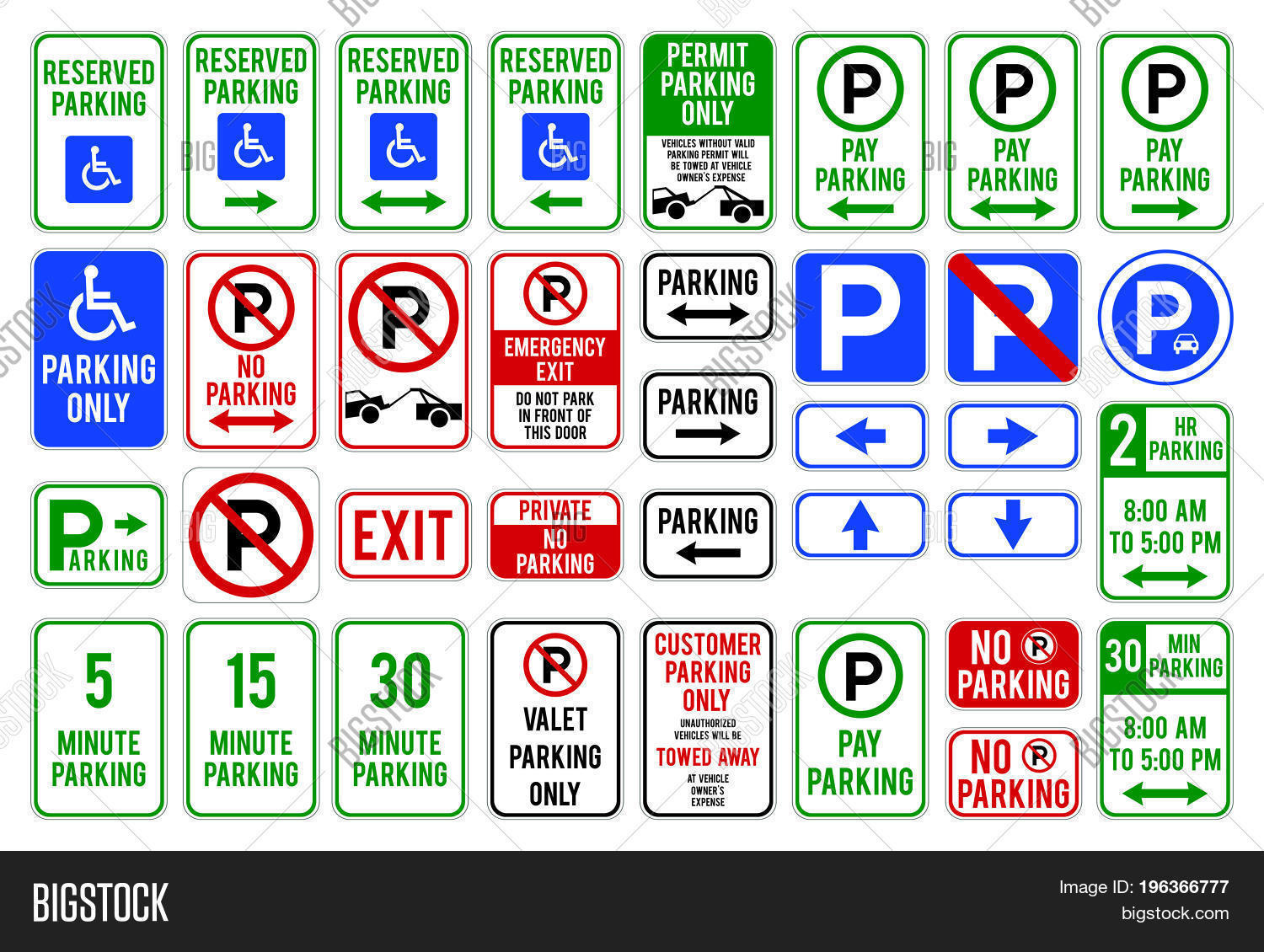Set Car Parking Sign Vector & Photo (Free Trial) | Bigstock
