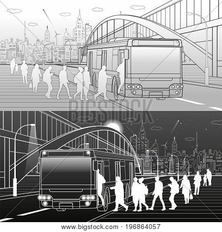 People Get Off Bus. Vector & Photo (Free Trial) | Bigstock