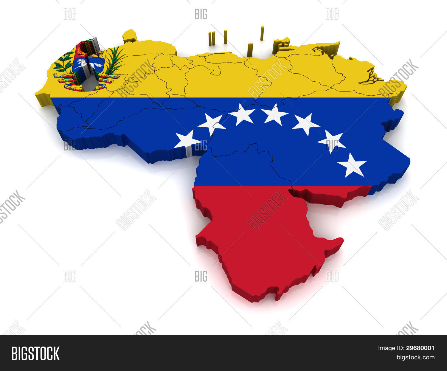 3D Map Venezuela Image & Photo (Free Trial) | Bigstock
