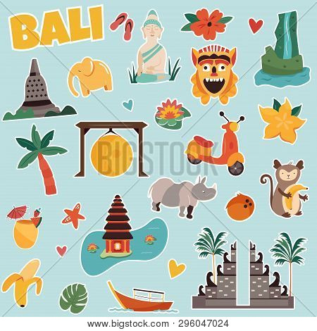 Big Set Stickers Bali Vector & Photo (Free Trial) | Bigstock