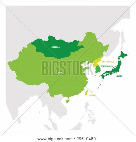 East Asia Region. Map Vector & Photo (Free Trial) | Bigstock