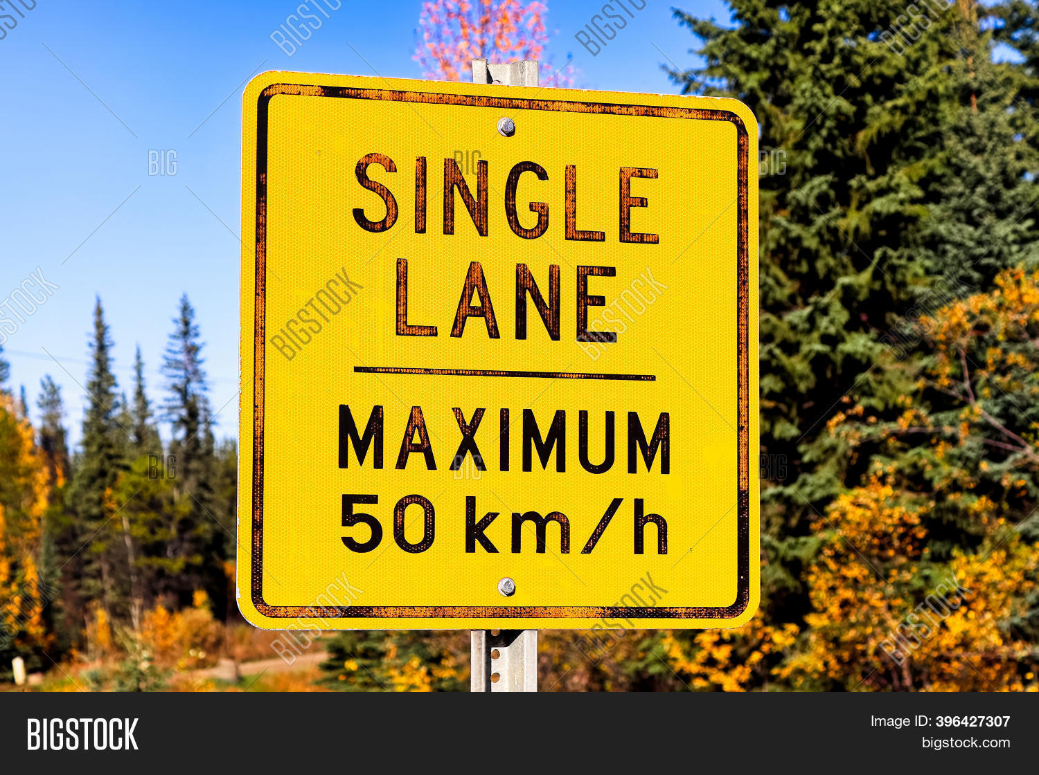 Warning Single Lane, Image & Photo (Free Trial) | Bigstock