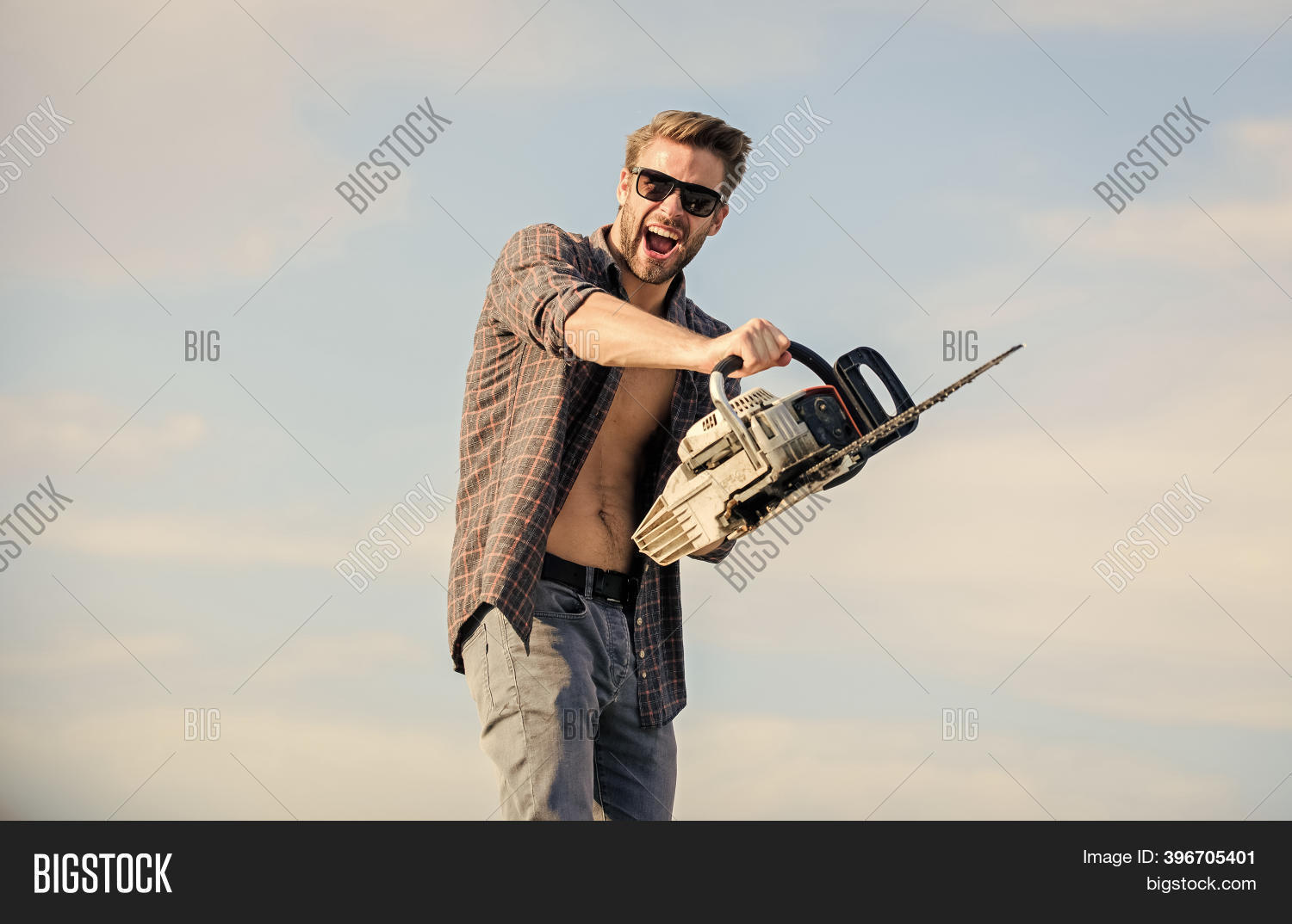 Handsome Man Chainsaw Image & Photo (Free Trial) | Bigstock