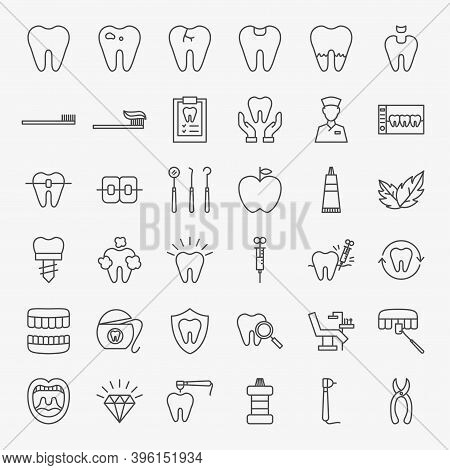 Dental Line Icons Set Vector & Photo (Free Trial) | Bigstock