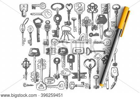Keys Doodle Set. Vector & Photo (Free Trial) | Bigstock