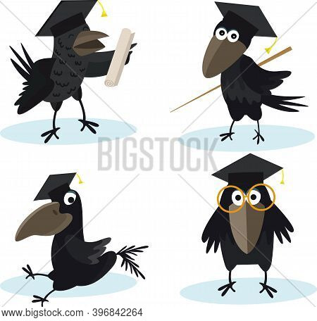 Cartoon Set Crow Vector & Photo (Free Trial) | Bigstock