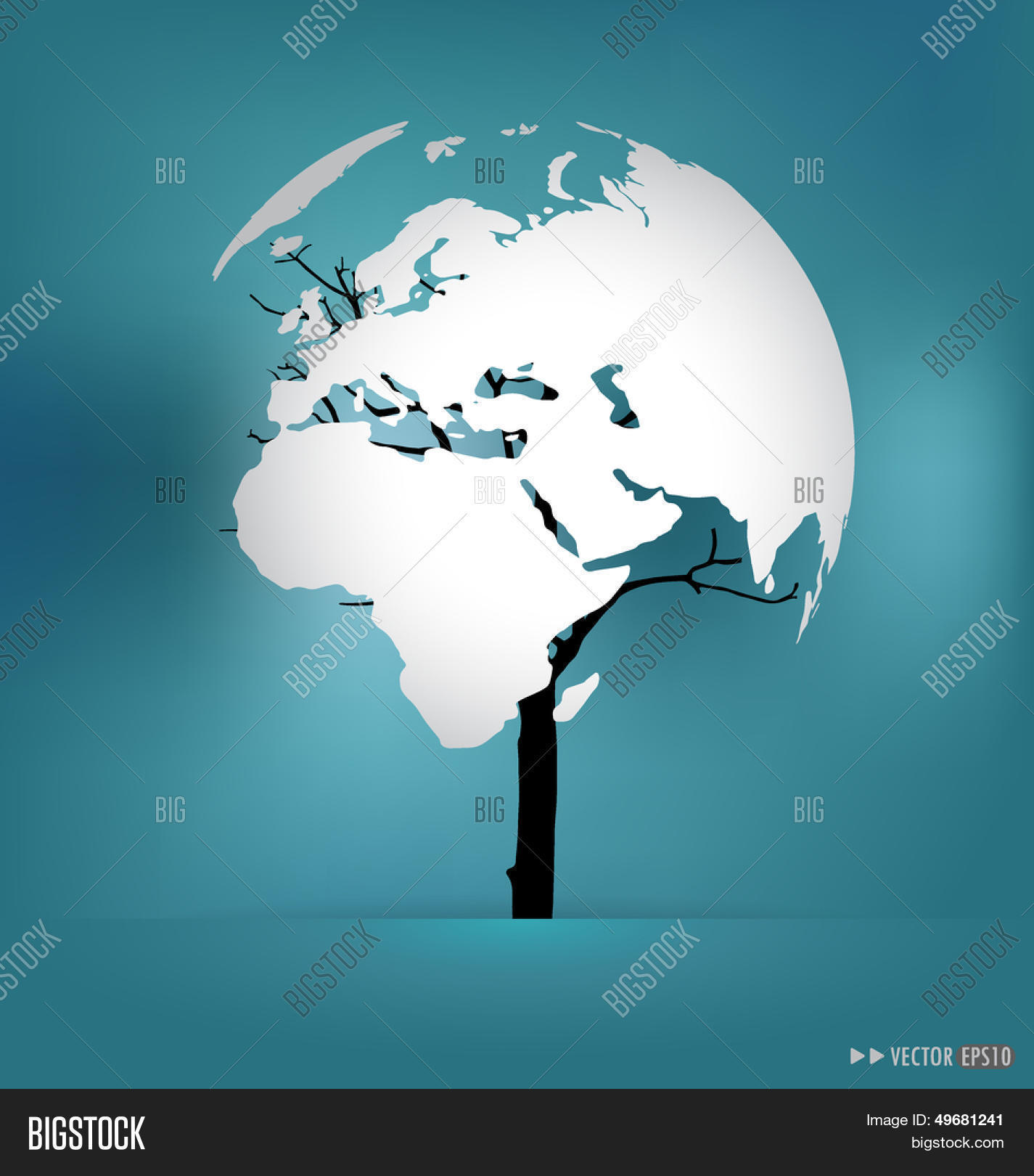 Tree Shaped World Map Vector & Photo (Free Trial) | Bigstock
