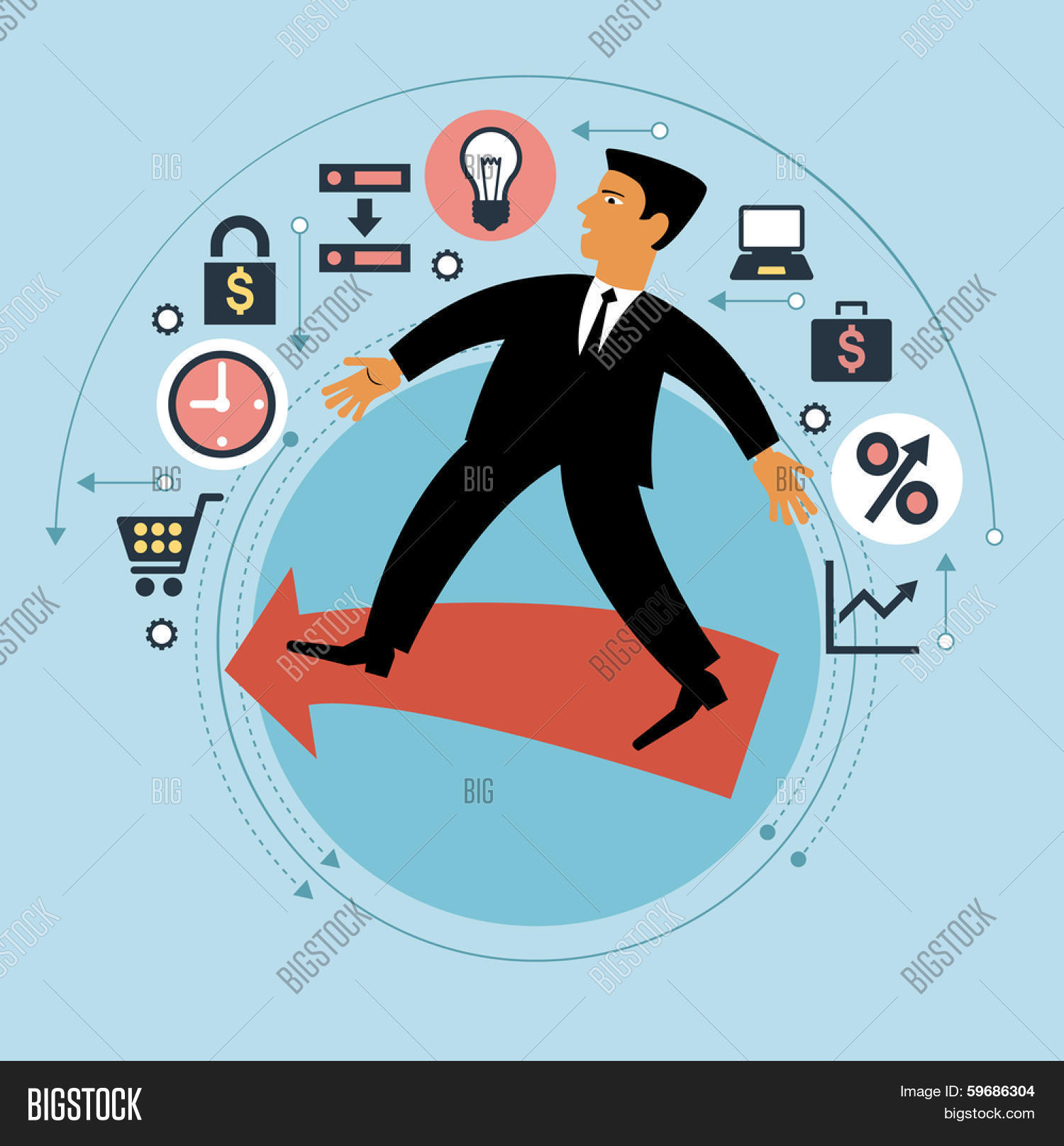 Cartoon Man Arrow Vector & Photo (Free Trial) | Bigstock