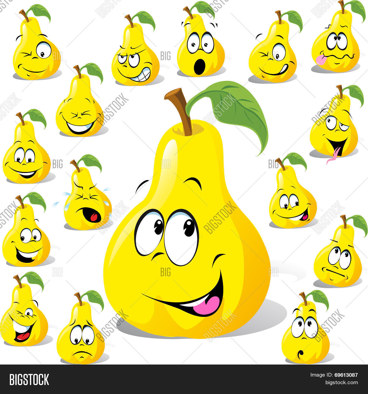 Pear Cartoon Many Vector & Photo (Free Trial) | Bigstock