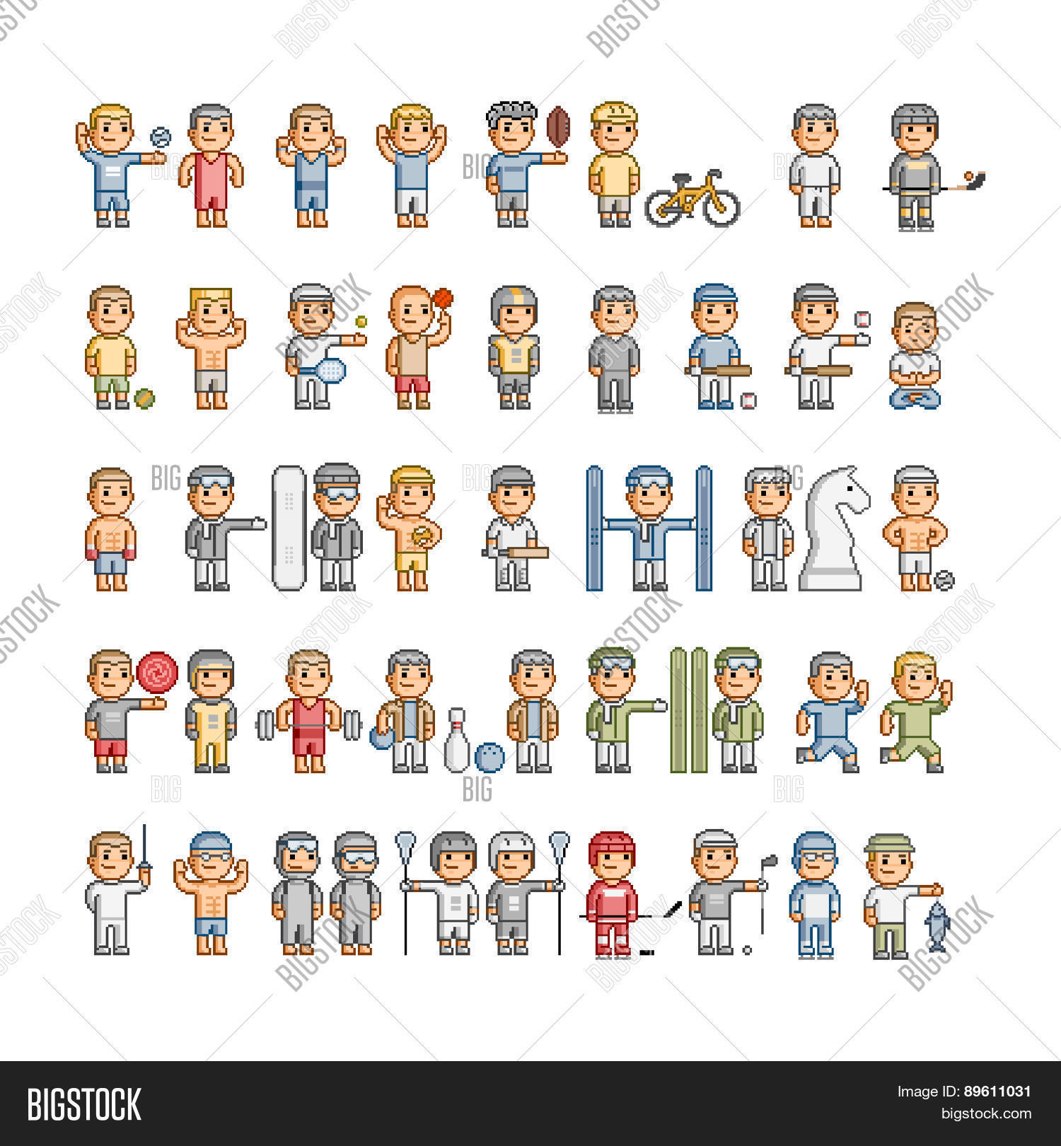 Pixel Art Athletes Vector & Photo (Free Trial) | Bigstock