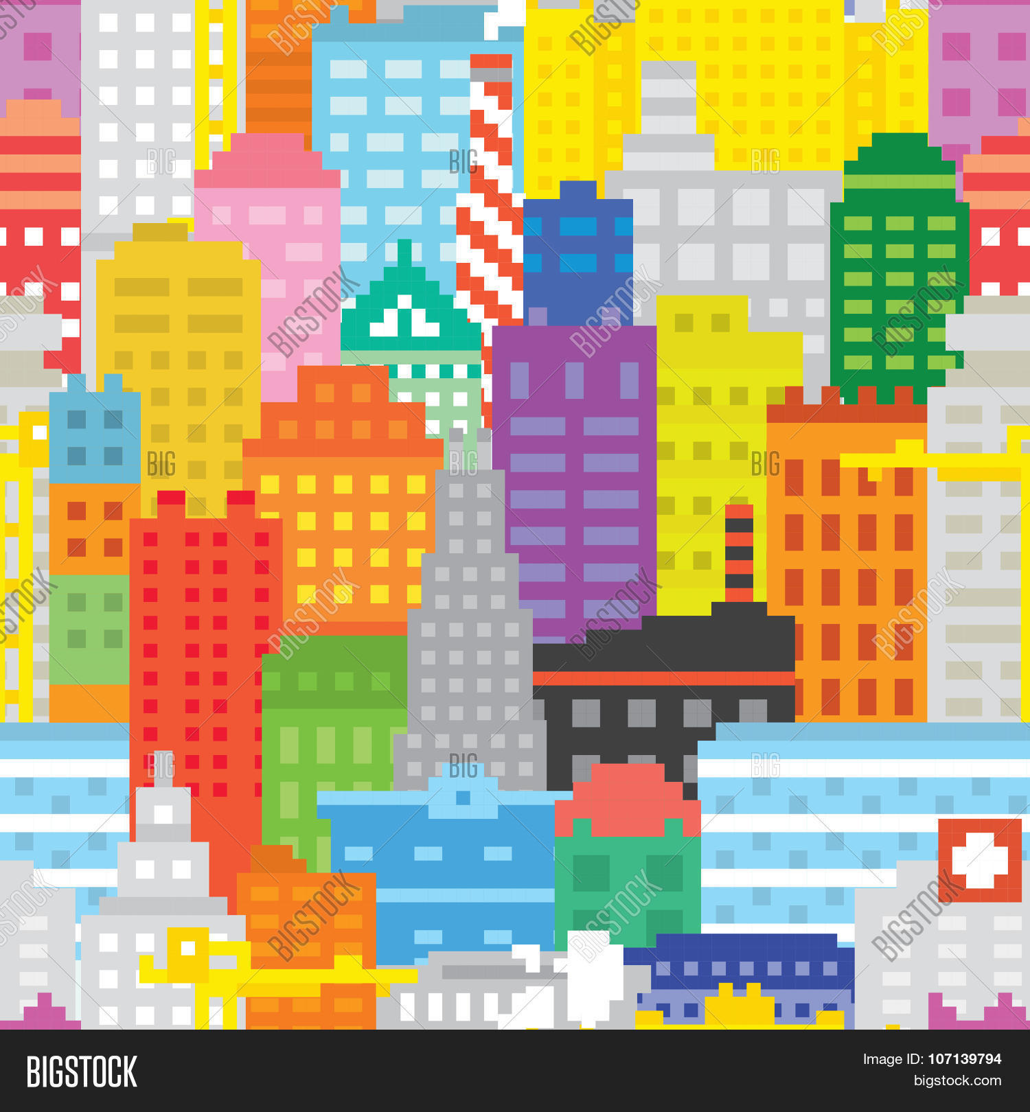 Pixel Art City Vector & Photo (Free Trial) | Bigstock