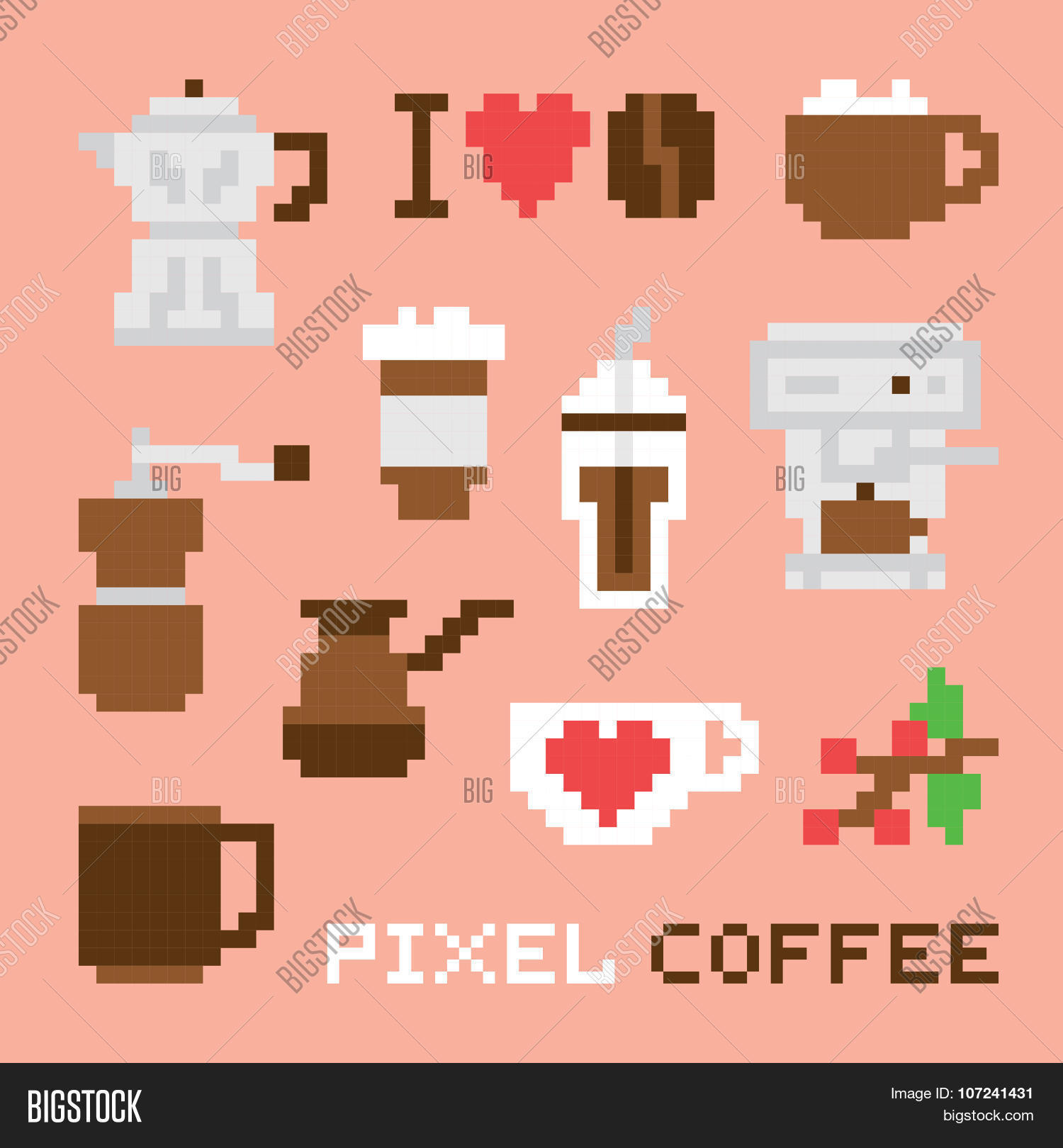 Pixel Art Coffee Vector & Photo (Free Trial) | Bigstock